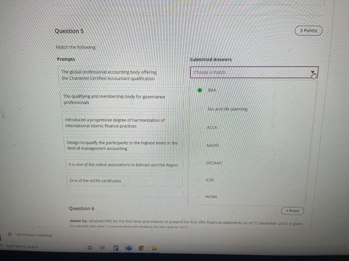 Solved Question 5 3 Points Match the following: Prompts | Chegg.com