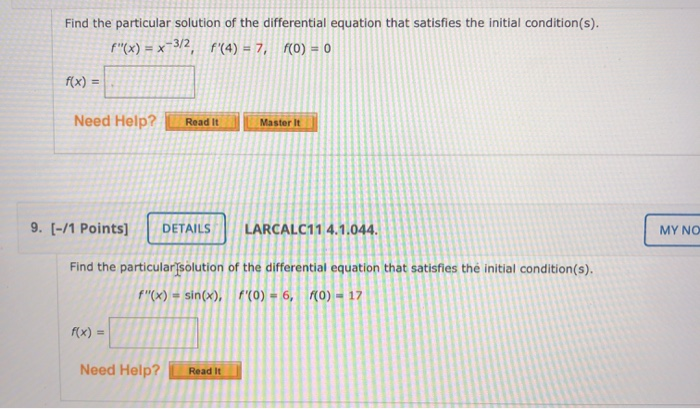 Solved Find the particular solution of the differential | Chegg.com