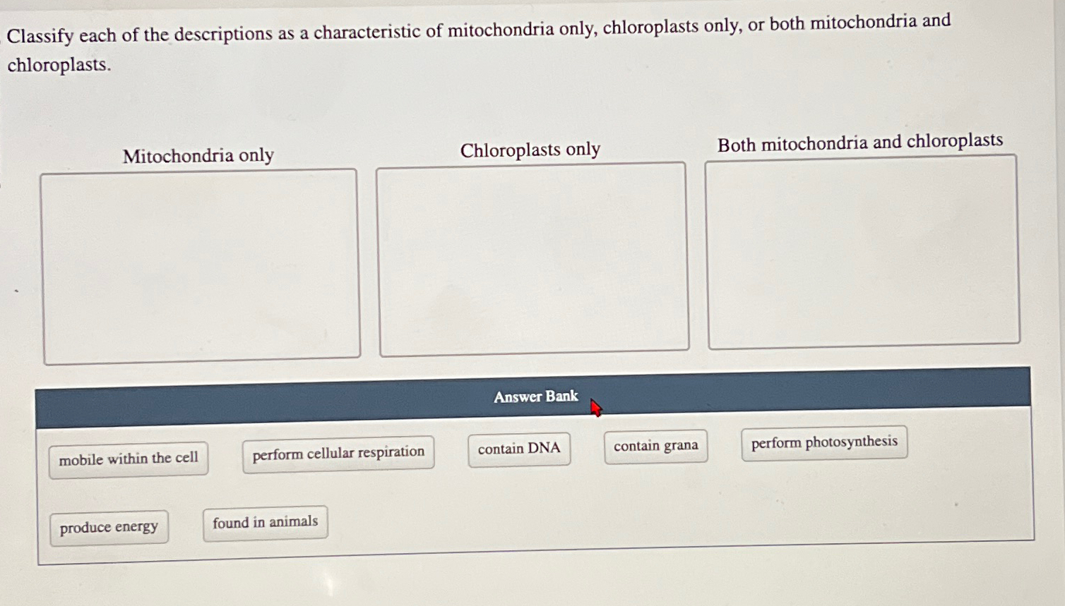 Solved Classify each of the descriptions as a characteristic | Chegg.com