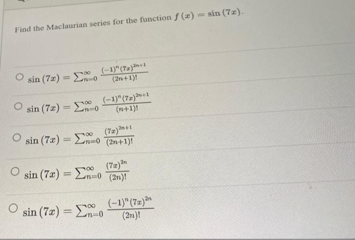 Solved Find the Maclaurian series for the function | Chegg.com