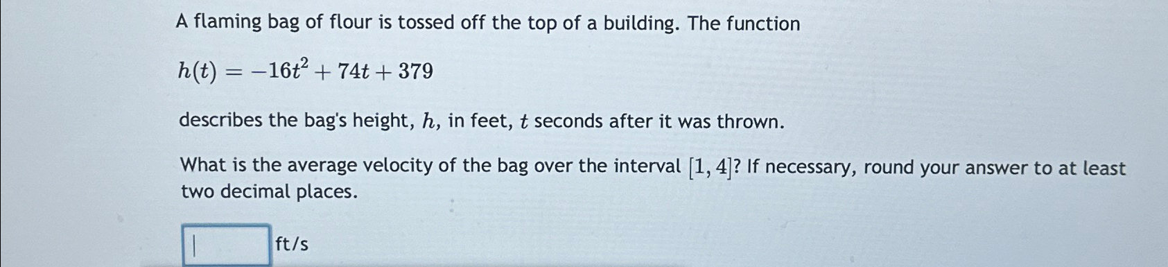 Solved A flaming bag of flour is tossed off the top of a | Chegg.com
