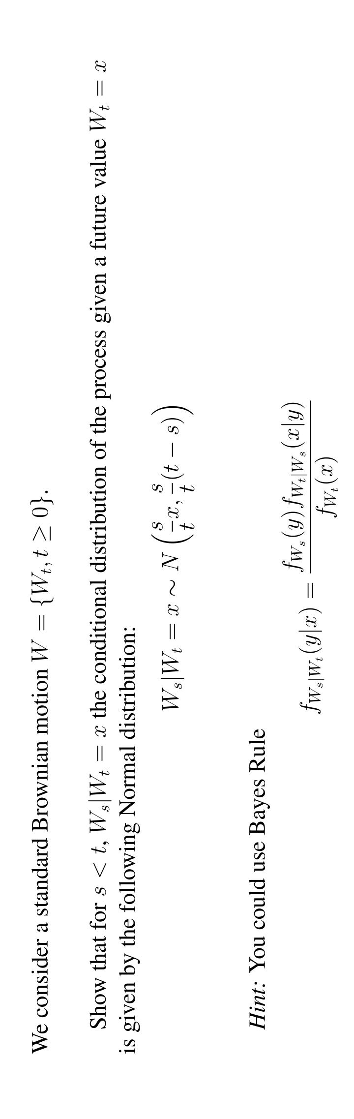 Solved We consider a standard Brownian motion | Chegg.com