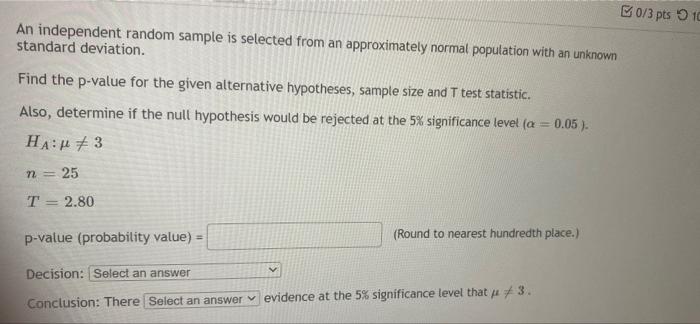 Solved An independent random sample is selected from an | Chegg.com