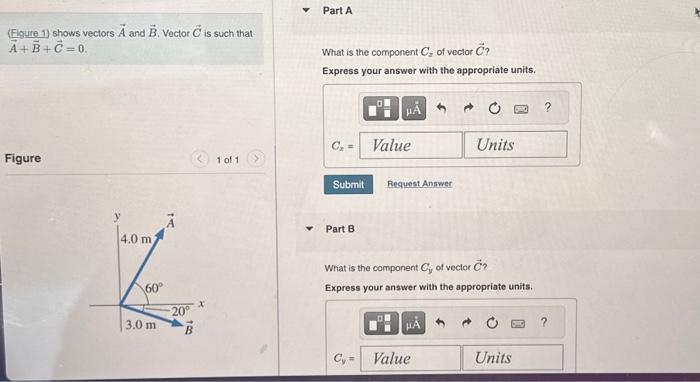 Solved (Elgure 1) shows vectors A and B. Vector C is such | Chegg.com | Chegg.com