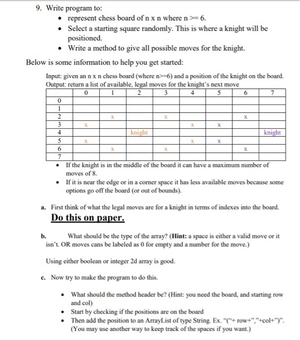 Solved 9. Write program to: • represent chess board of n x n | Chegg.com