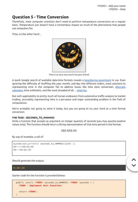 Solved question: time conversion problem. introductory | Chegg.com