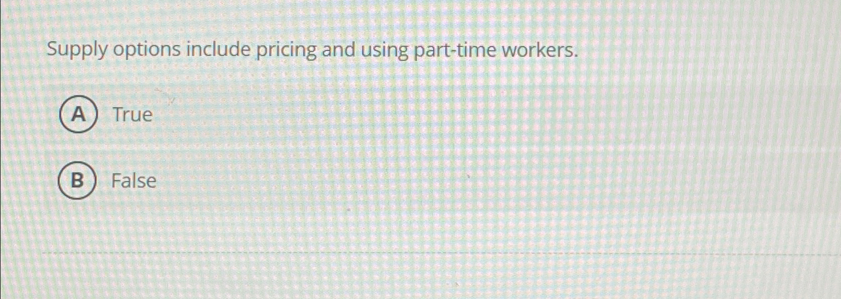 Solved Supply options include pricing and using part-time | Chegg.com