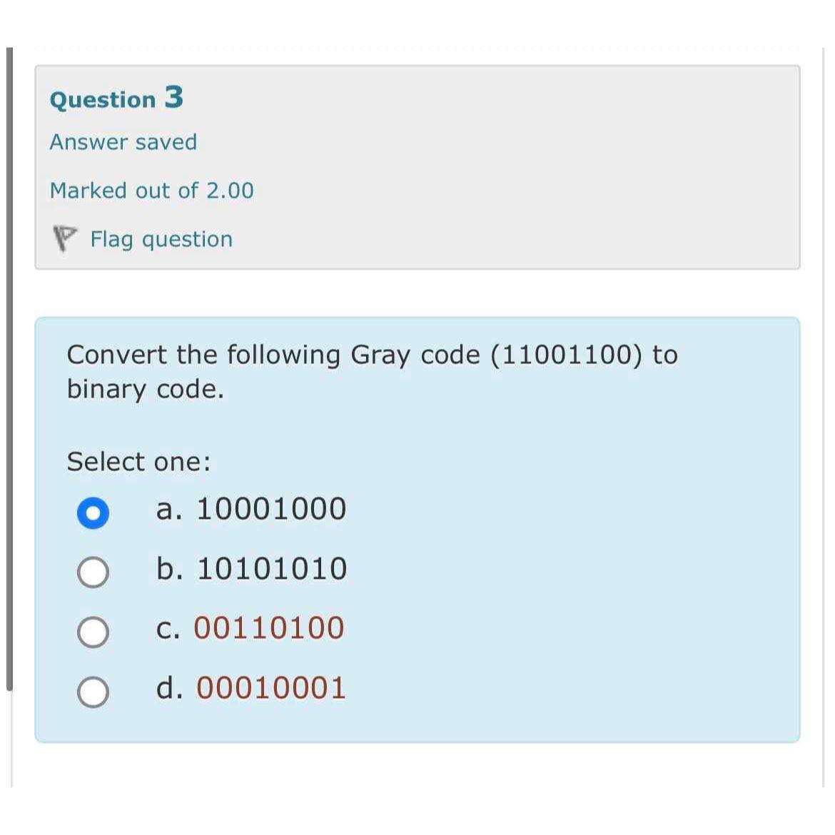 Solved Question 3Answer savedMarked out of 2.00Flag | Chegg.com