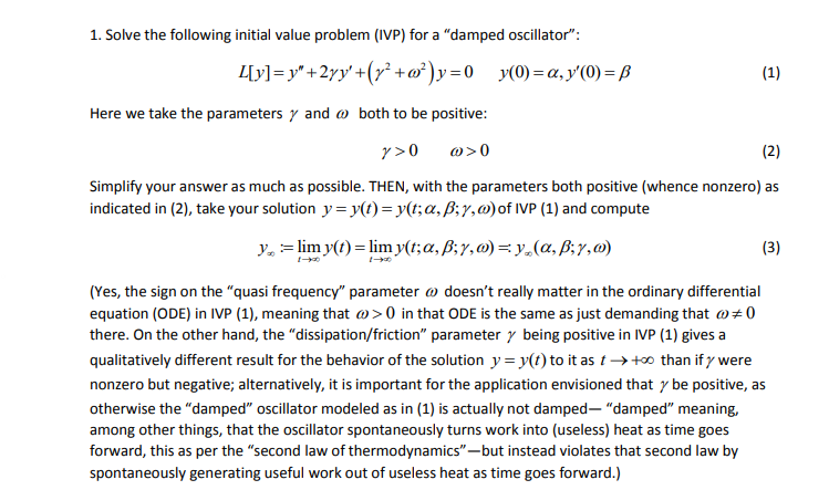 Solved Solve The Following Initial Value Problem Ivp for
