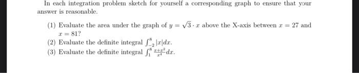 Solved In each integration problem sketch for yourself a | Chegg.com