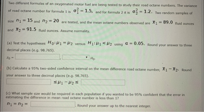 Solved Two different formulas of an oxygenated motor fuel | Chegg.com