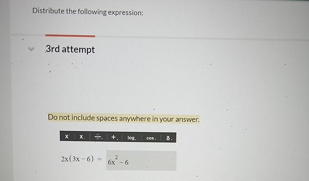 Solved Distribute the following expression:3rd attemptDo not | Chegg.com