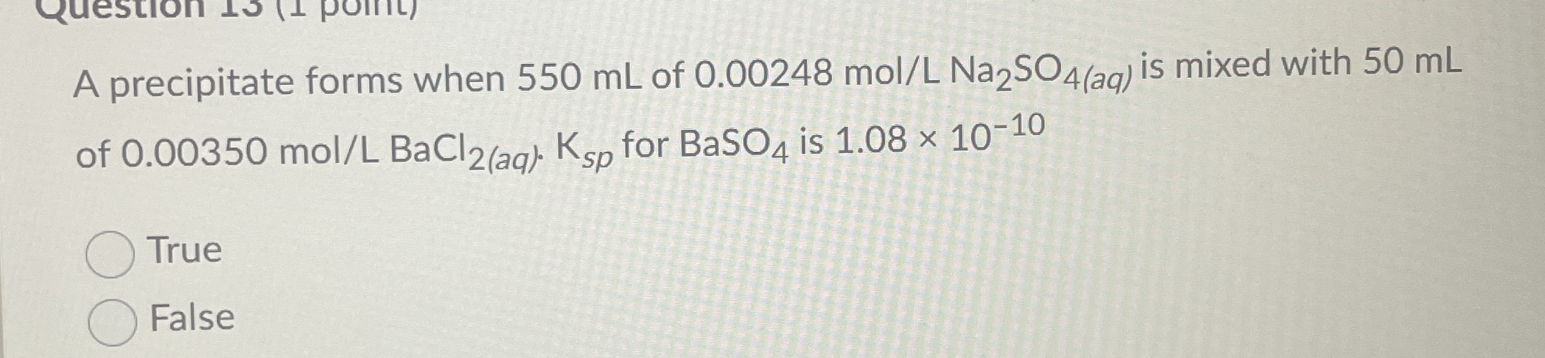 Solved A precipitate forms when 550 ﻿mL of | Chegg.com
