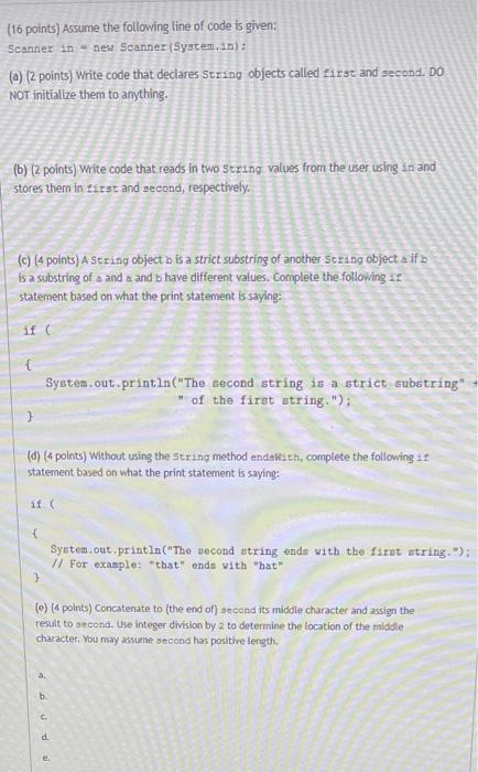 Solved (16 points) Assume the following line of code is | Chegg.com