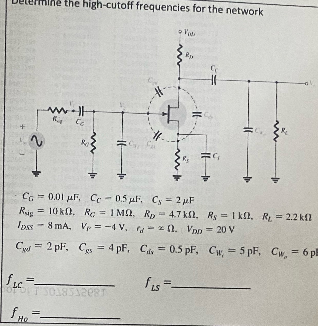 Determine the high-cutoff frequencies for the | Chegg.com