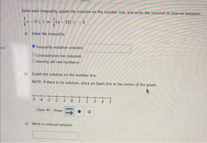 Solved Solve each inequality, graph the solution on the | Chegg.com