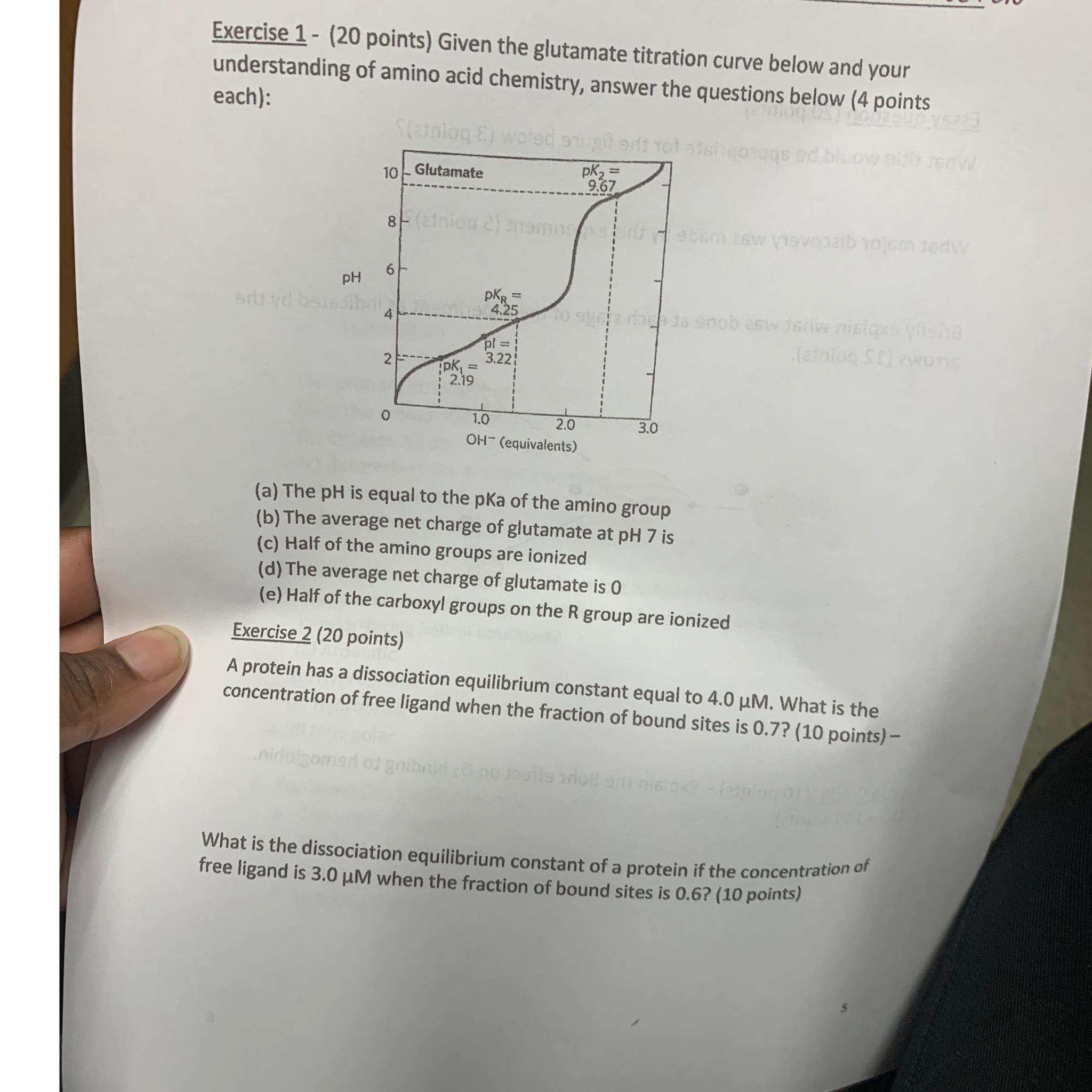 Solved Exercise 1 - (20 ﻿points) ﻿Given the glutamate | Chegg.com