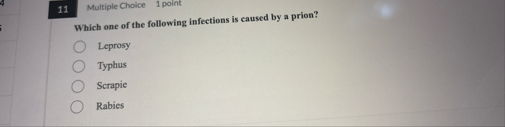 Solved 11 ﻿Multiple Choice 1 ﻿pointWhich one of the | Chegg.com