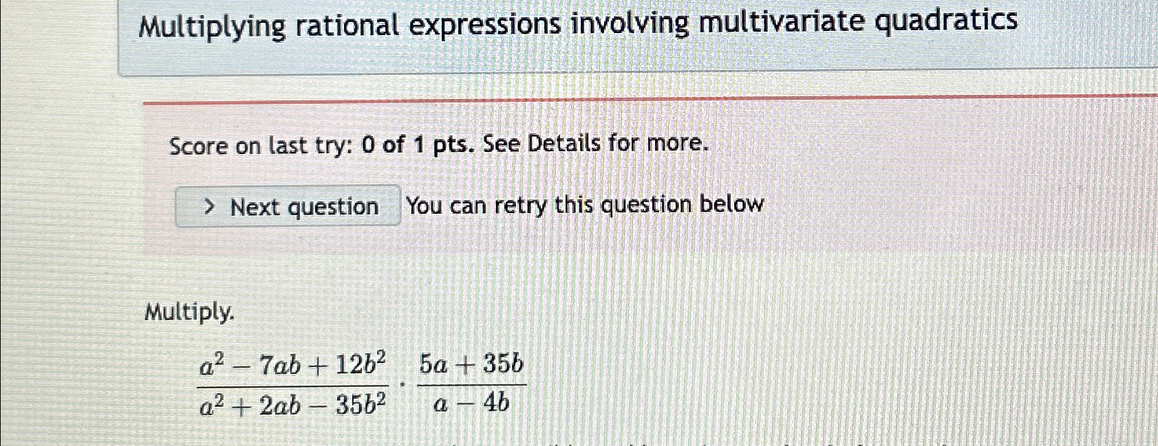 Solved Multiplying rational expressions involving | Chegg.com