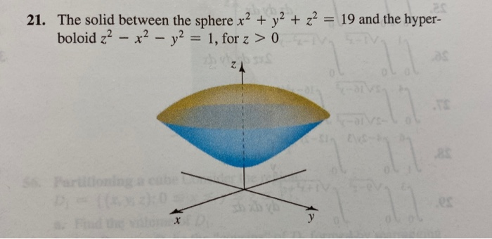 Solved 21. The solid between the sphere x2 + y2 + z2 = 19 | Chegg.com