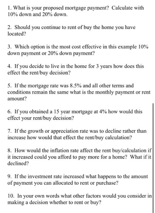 Solved Module 8 Chapter 15 Home buying Decisions The rent | Chegg.com