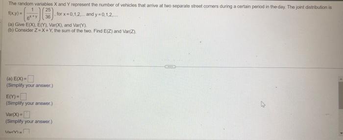 Solved The random variable X and Y represent a number of | Chegg.com