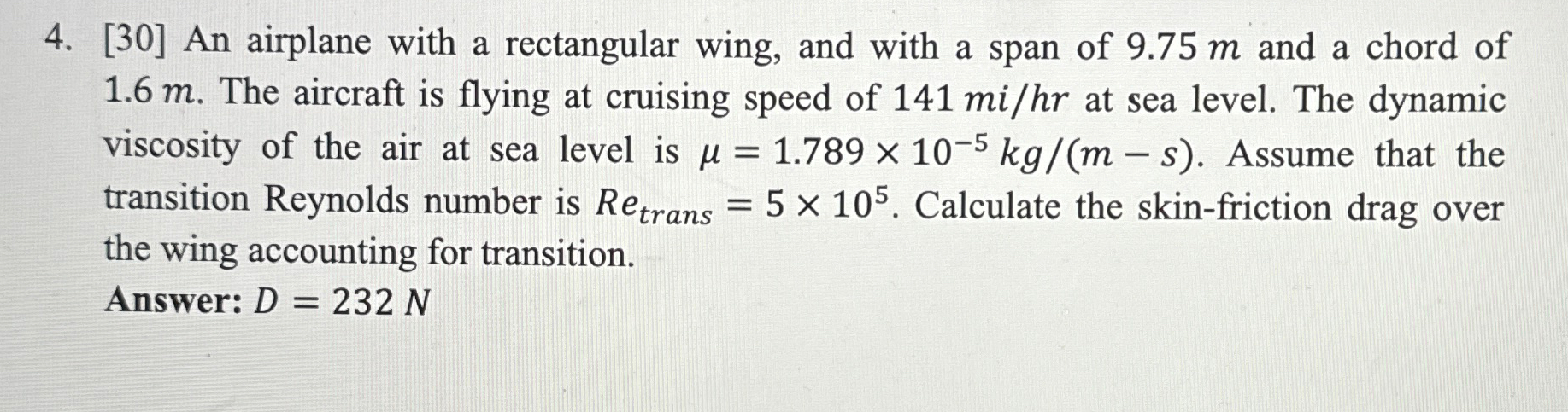 Solved [30] ﻿An airplane with a rectangular wing, and with a | Chegg.com