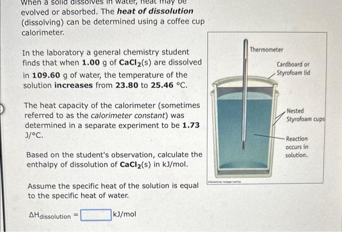 Solved evolved or absorbed. The heat of dissolution | Chegg.com