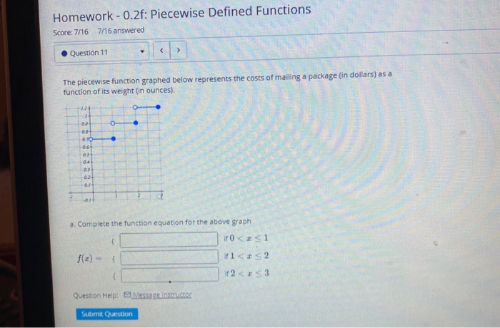Solved Homework - 0.2f: Piecewise Defined Functions Score: | Chegg.com
