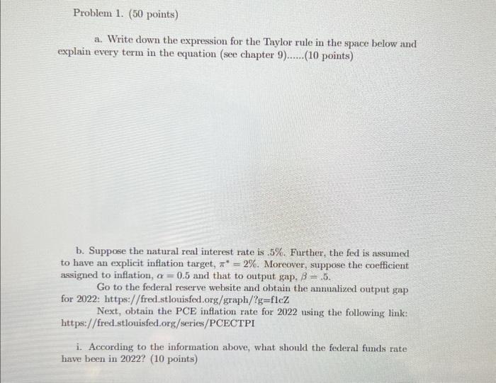 Solved a. Write down the expression for the Taylor rule in | Chegg.com