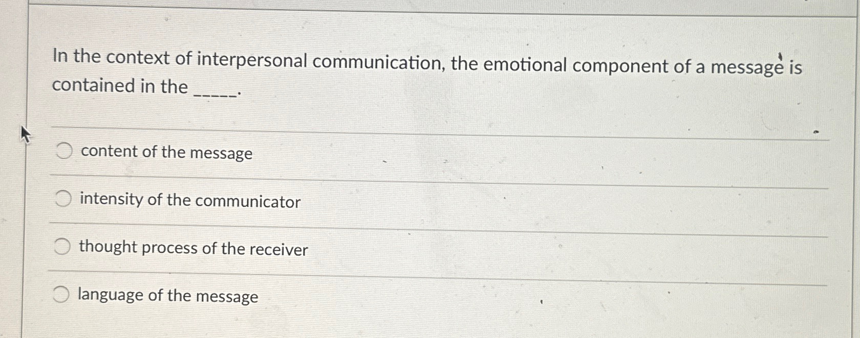 Solved In the context of interpersonal communication, the | Chegg.com
