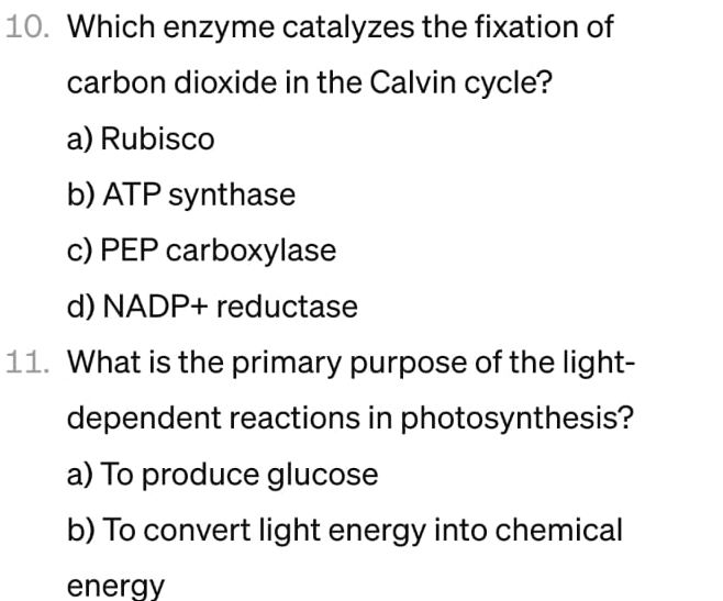 Solved Which enzyme catalyzes the fixation of carbon dioxide | Chegg.com