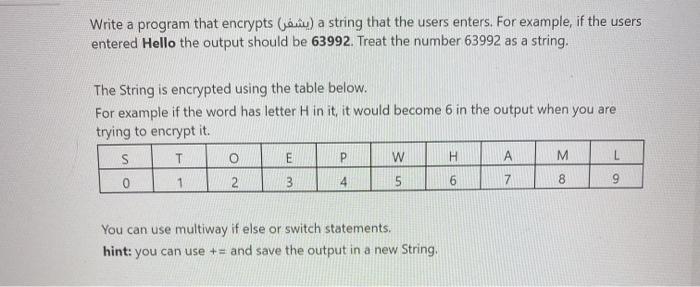 Solved Write A Program That Encrypts M A String That The
