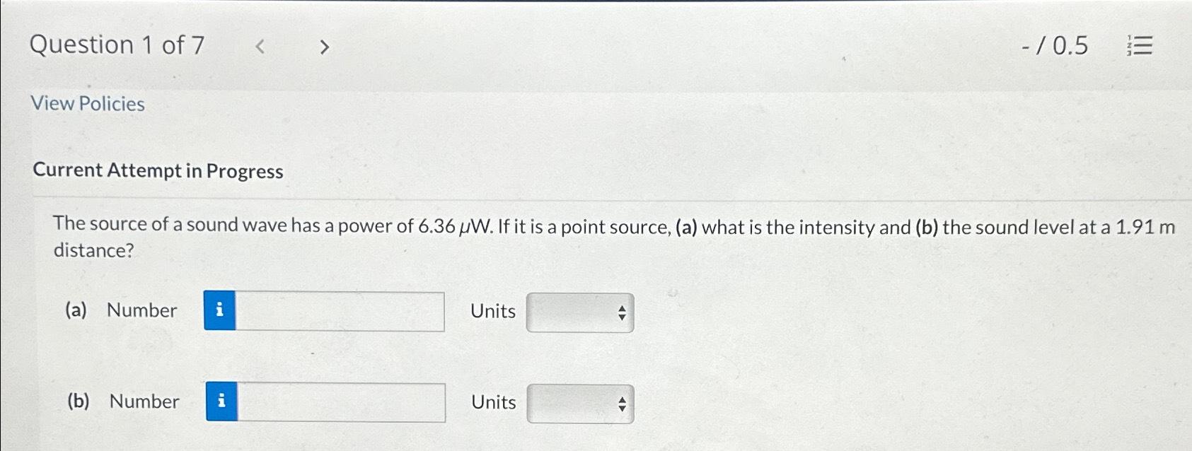 Solved Question 1 ﻿of 7-10.5View PoliciesCurrent Attempt in | Chegg.com