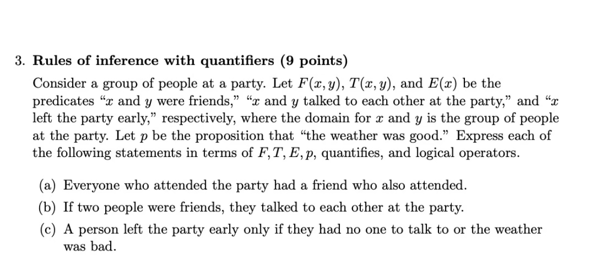 Solved Rules of inference with quantifiers ( 9 | Chegg.com