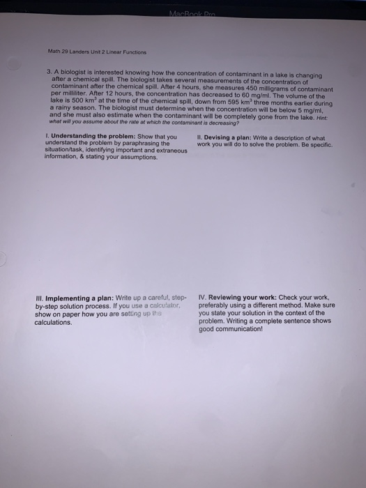 Solved Math 29 Landers Unit 2 Linear Functions Lab | Chegg.com