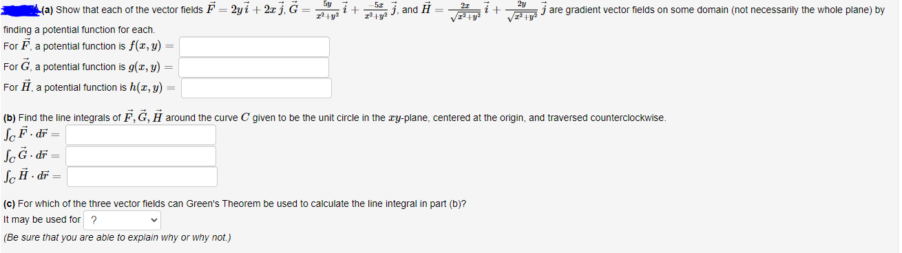 Solved (a) ﻿Show that each of the vector fields | Chegg.com
