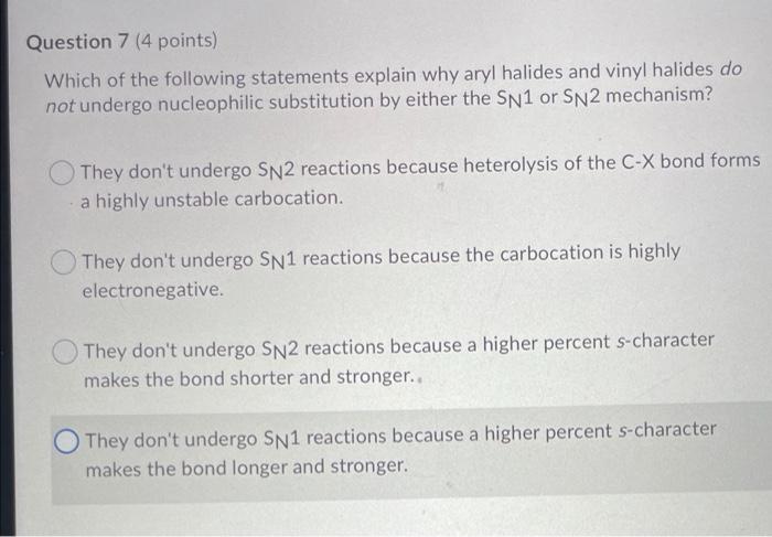 Solved Question 7 (4 points) Which of the following | Chegg.com