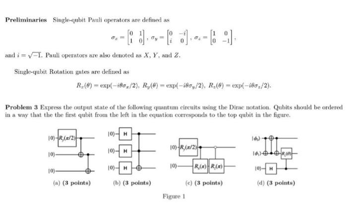 Preliminaries Single-qubit Pauli operators are | Chegg.com