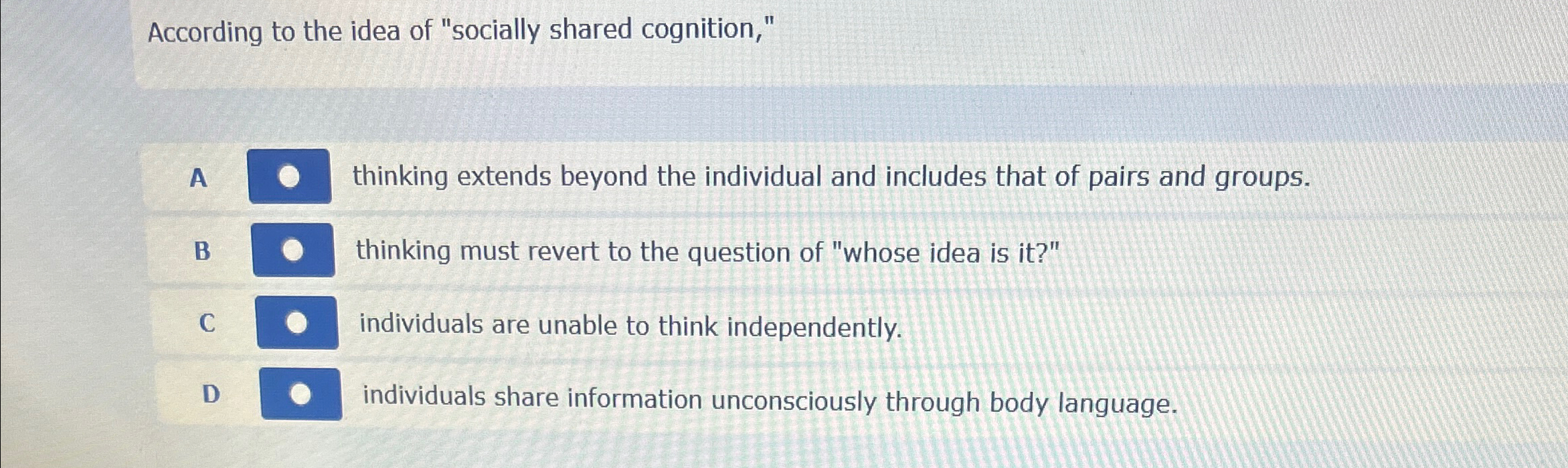 Solved According to the idea of "socially shared | Chegg.com