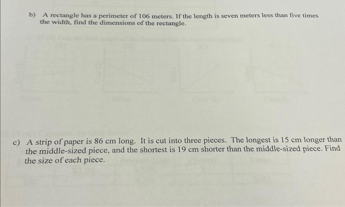Solved b) A rectangle has a perimeter of 106 meters. If the | Chegg.com