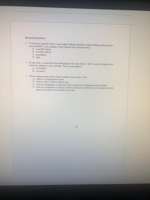 Solved Study Guide Chapter 1: Process of Science Driving | Chegg.com
