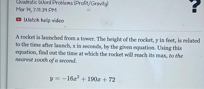 Solved Quadratic Word Problems (Profit/Gravity) Mar 14, | Chegg.com