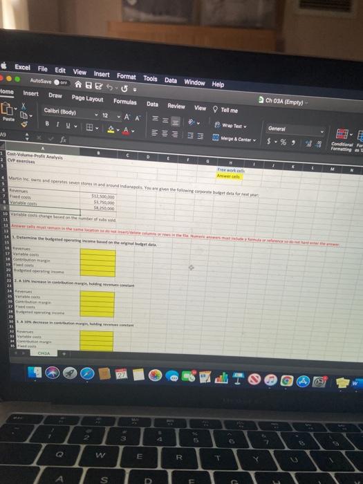Solved Excel File Edit View Insert Format Tools Data Window | Chegg.com
