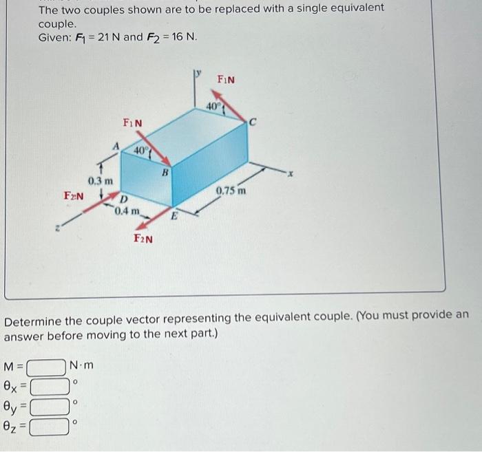 Solved The two couples shown are to be replaced with a | Chegg.com
