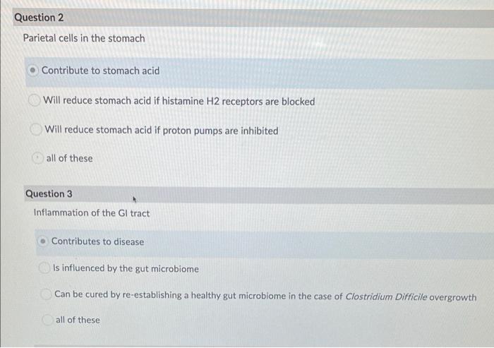 Solved Question 2 Parietal cells in the stomach Contribute | Chegg.com