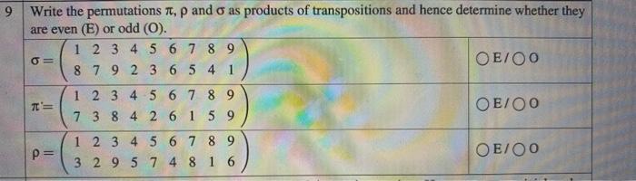Solved Write the permutations π,ρ and σ as products of | Chegg.com