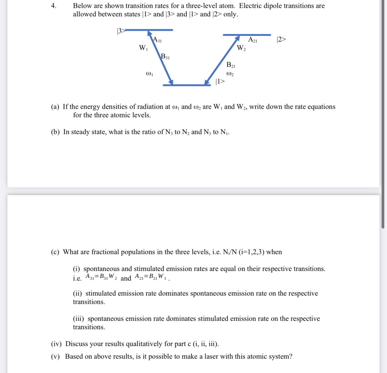 Solved Below are shown transition rates for a three-level | Chegg.com