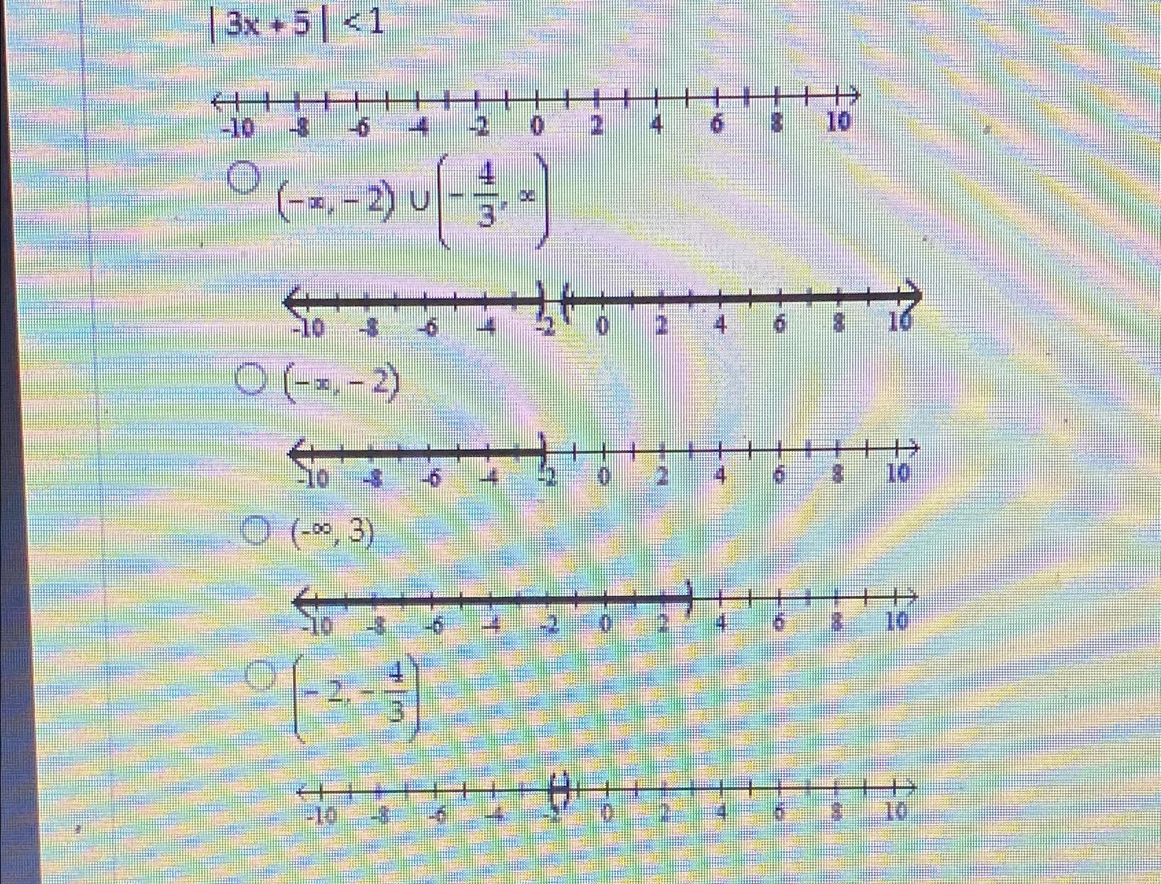 Solved (-x,-2)∪(-43,x)(-x,-2)(-∞,3)(-2,-43) | Chegg.com