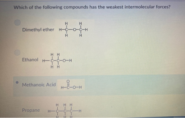Solved Which of the following compounds has the weakest | Chegg.com